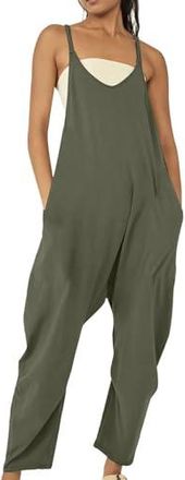 Generic Combinaison &agrave; jambes larges avec poches pour femme - Tenue une pi&egrave;ce - Robe barboteuse - Combinaison pour femme - Taille 42 - Combinaison bandeau - Ta