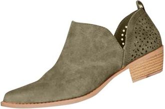 Generic Bottines Chelsea &eacute;l&eacute;gantes &agrave; talon bas pour femme - Bout pointu - Couleur unie - Style d&eacute;contract&eacute; et confortable - Pour lautomne, Vert, 40.5 EU