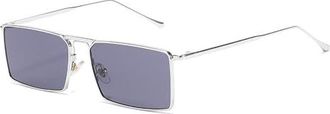 Generic Lunettes De Soleil À Monture Carrée En Métal For Hommes Et Femmes For La Conduite En Extérieur, Les Déplacements, Le Sport Et La Photographie(Silver)