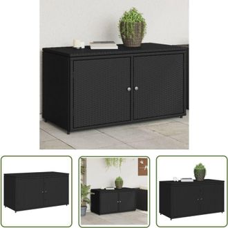 vidaXL The Living Store - Gartenschrank Schwarz 110x55x60,5 cm Poly Rattan - Outdoor-Schrank - Gartenschrank - Stauraum - Gartenorganisation - Wetterfest