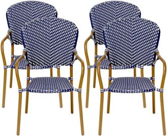 Habitat et Jardin Lot de 4 chaises dextérieur bistro Maya - Bleu