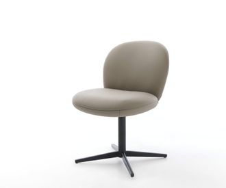 DELIFE Drehstuhl Nube-Flex Echt-Leder Schlamm Fu&szlig;kreuz Schwarz 360&deg; drehbar Taschenfederkern, Esszimmerst&uuml;hle