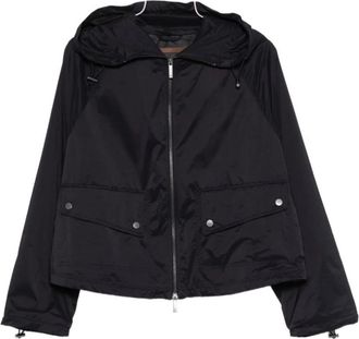 Emporio Armani Femme, Vestes, Noir, Taille: 36 FR Blouson en nylon zipp&eacute; avec capuche
