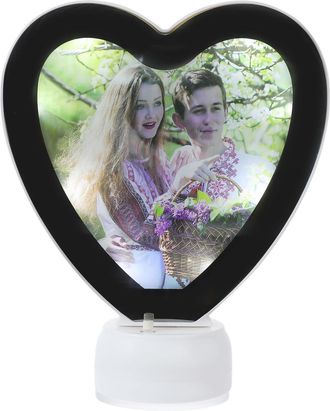 BESPORTBLE LED Fotorahmen Herzform Tisch Fotohalter Leuchtender Bilderrahmen Heimdekoration Schlafzimmer Wohnzimmer