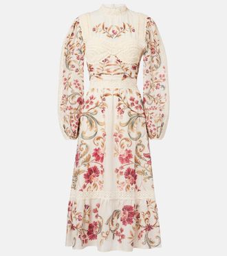 Farm Rio Robe midi en coton et crochet