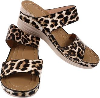 FOMIYES Sandales Compensées Femme Léopard été Confort Respirant Semelle Antidérapante pour Plage et