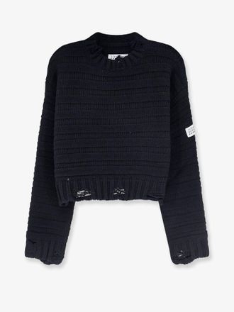 Maison Margiela Destroyed effect wool blend sweater - MM6 MAISON MARGIELA - gender_Woman