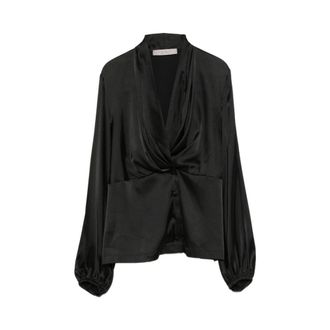 D.exterior Plissierte Bluse mit Knopfleiste - - Blouses & Shirts - Damen - Schwarzk - M