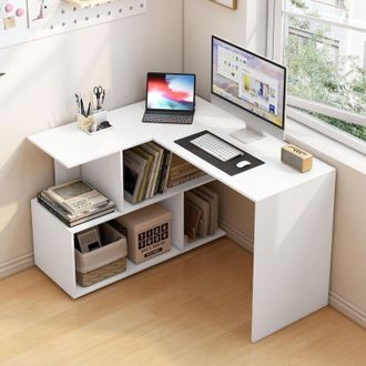 Woltu Schreibtisch, Computertisch L-Form, Eckschreibtisch mit Ablagef&auml;chern, Winkelschreibtisch mit Stauraum, B&uuml;rotisch Arbeitstisch pc Laptop Tisch, aus