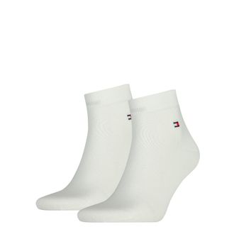 Tommy Hilfiger Kurzsocken TOMMY HILFIGER TH MEN QUARTER 2P, Herren, Gr. 47-49, weiß, Baumwollmischung, normal, Socken, weicher, elastischer Rippenbund, klassisches T