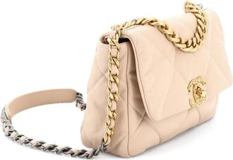 Chanel 19 Flap Bag Quilted Leather Medium crossbody bag - Nude