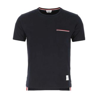 Thom Browne Navy Blau Baumwoll T-Shirt - - Tops - Herren - Blau - M
