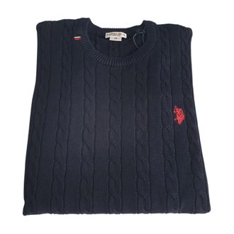 U.S.Polo Association Maglia Girocollo a Treccia - - Knitwear - Herren - Blau - L