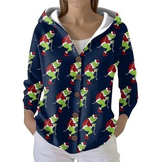 Generic Le Grinch Sweat A Capuche Femme Vetement Noël Deguisement Polaire Vêtements Sweatshirts Pull Plaid Pulls Adulte Oversize Pilou Pyjama Sweet Femmes Cos