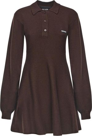 Rotate Rotate Birger Christensen, Femme, Robes, Brun, Taille: 38 FR Robe Polo Moulante en Maille Slinky