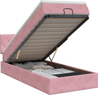 vidaXL Letto Ottomano Con Materasso Rosa 90 X 200 Cm Velluto Vidaxl