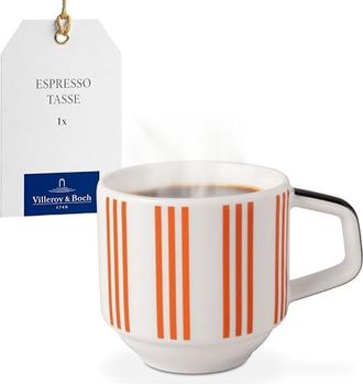 Villeroy & Boch Memphis Collection Espressotasse Bunt, Sp&uuml;lmaschinenfest, Mikrowellensicher, Tasse f&uuml;r Espresso, Ikonisches Design, Geometrisches Muster in Orange und