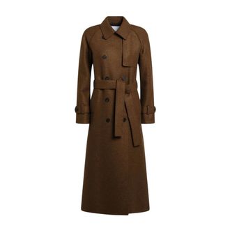 Harris Wharf London Trench-coat long en laine press&eacute;e - Femme - Manteaux - Brun - Taille: 42 FR