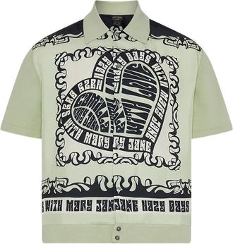 Camilla chemise imprimée à manches en maille - Vert