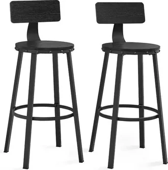 Vasagle Vasagle - Lot de 2, Chaises de Bar, Tabourets Hauts, avec Dossier, Si&egrave;ge de Cuisine, Cadre en Acier, Montage Facile, Si&egrave;ge de 73,2 cm de Haut, Style