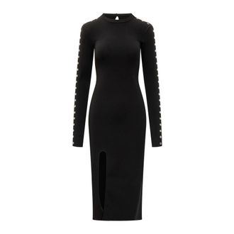 Stella McCartney Femme, Robes, Noir, Taille: 40 FR Studded Knit Fitted Midi Dress