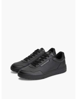 Tommy Hilfiger Baskets de basketball multi textur&eacute;es en cuir - Noir