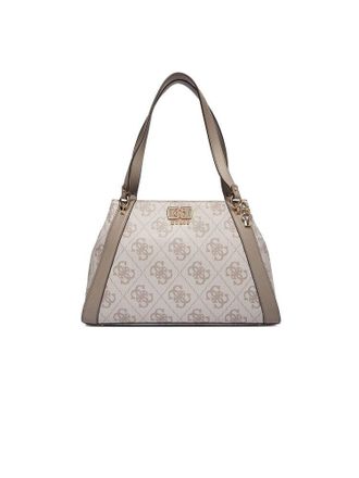 Guess Womens Shoulder Bag Dark Taupe Logo Polyurethane - Shoulder-Bags