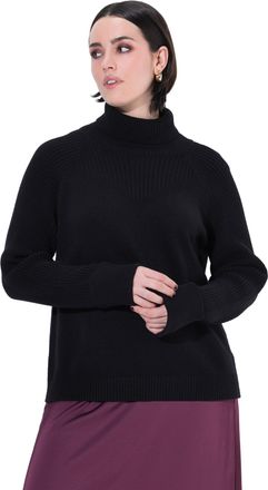 Ulla Popken Damen große Größen Übergrößen Plus Size Pullover, etwas kürzer, Rollkragen, Raglan-Langarm