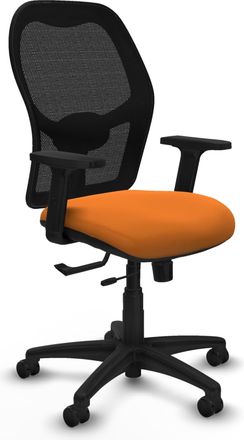 Piqueras y Crespo Drehstuhl mit 2D-Armen, h&ouml;henverstellbare Lendenwirbelst&uuml;tze, ausgestattet mit Syncro/Translack und Schneideschaum, Schwarz/Orange