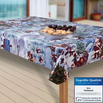 Laro Wachstuch-Tischdecke Schneeflocke Weihnachten Weihnachts-Motive PVC Wachstischdecke Eckig Meterware Wasserabweisend Abwischbar |24|, Größe:100x200 cm