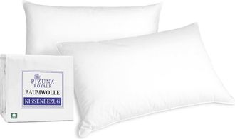 Pizuna Luxuri&ouml;s Kissenbezug 40x80 cm 2er Set Baumwolle Wei&szlig;, 1000 Fadenzahl aus 100% langstapeliger Baumwolle in Satinbindung Nur Kissenbezug (Hotel Kissenbe