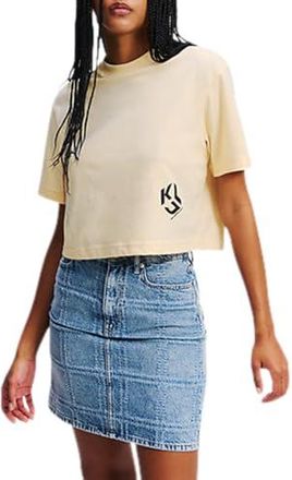 Karl Lagerfeld Karl Lagerfeld Jeans, Femme, T-Shirt Court &Agrave; Manches Courtes Avec Monogramme, Coupe Standard, Brun, XS