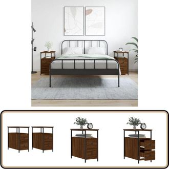 vidaXL Nachttische 2 Stk. Braun Eichen-Optik 30x60x60 cm Holzwerkstoff - Nachtschränke - Holznachtschränkchen - Nachttische Set - Eiche Optik - Braun