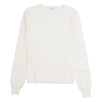 Max Mara Femme, Pulls, Blanc, Taille: 44 FR Nadar V-neck Tricots