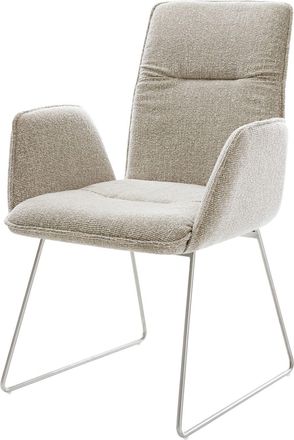 DELIFE Polsterstuhl Vinja-Flex Kufengestell Edelstahl Webstoff Soft Beige