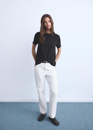 Mango Jean droit taille normale blanc - Femme - 32 - MANGO