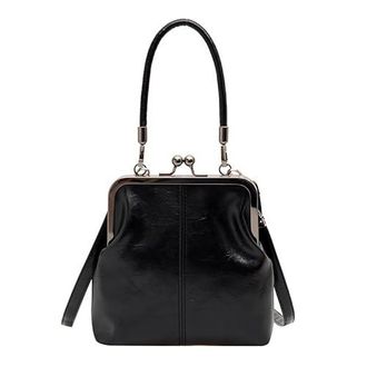 Generic Sac &agrave; bandouli&egrave;re pour femmes avec verrou &agrave; bisous en PU, sac moyen &agrave; couleur unie, &eacute;l&eacute;gant et vintage id&eacute;al pour voyager, travailler, aller &agrave; l&eacute;cole 