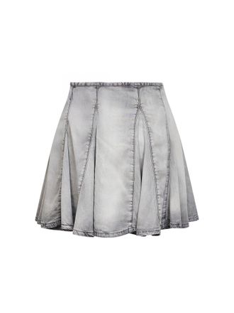 Diesel Womens Grey Denim Pleated Mini Skirt Lyocell