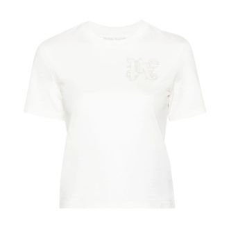 Palm Angels Monogramm-T-Shirt - - Tops - Damen - Wei&szlig; - L
