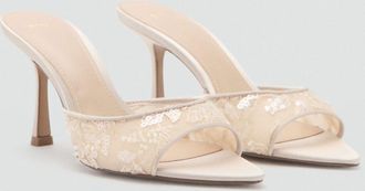 Mango Sandales dentelle talon nude - Femme - 35 - MANGO