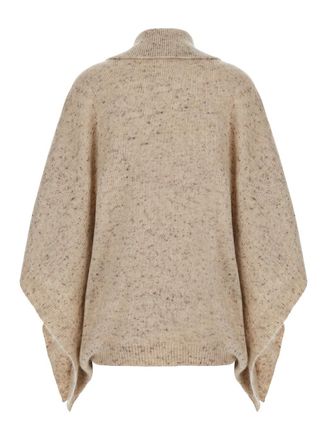 Fabiana Filippi Womens Hooded Cloak Beige Wool Blend Coat