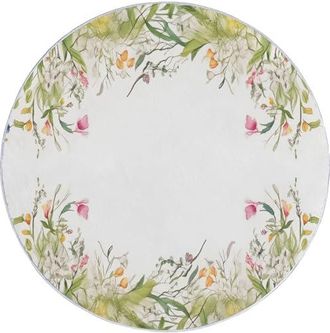 Generic Home Tapis Rond Life Tapis de Jeu, 180 cm (Round) pour la Chambre, Convient aux Enfants Bordure Aquarelle de Fleurs Facile dentretien, r&eacute;sistant Vert