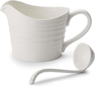 Portmeirion Home & Gifts Sophie Conran Weißer Mini-Saucenkrug und Schöpflöffel-Set (Weiß, 18,5 x 11 x 13 cm)