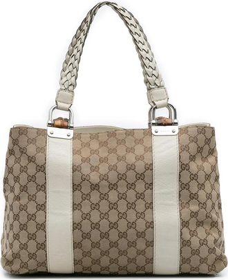 Gucci Shopper - Medium GG Canvas Bamboo Libeccio Tote - Gr. unisize - in Braun - f&uuml;r Damen