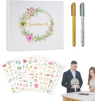 Generico G&auml;stebuch | Hardcover mit Kugelschreibern - f&uuml;r Junggesellinnenabschied und Hochzeit - f&uuml;r Babyparty, Geburtstag, Abschlussfeier, Familientreffen, Zer