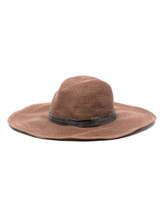Brunello Cucinelli Strandhut mit Band - Braun
