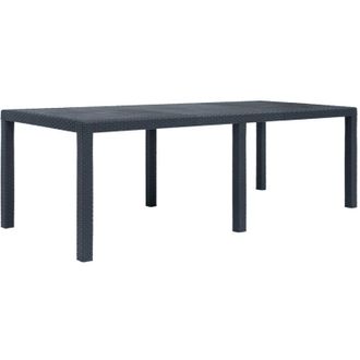 vidaXL Vidaxl - Table de jardin anthracite 220x90x72 cm - Plastique aspect rotin - R&eacute;sistante aux intemp&eacute;ries - Facile &agrave; nettoyer