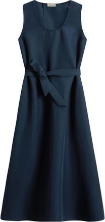 Woolrich Femme, Robes, Bleu, Taille: 38 FR Robe Chemisier Midi en Lin et Lyocell