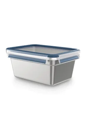 Emsa Frischhaltedose Clip & Close Stainless Steel, Transparent, Metall, 2,0 L, rechteckig, 16.7x10.2x23.0 cm, lebensmittelecht, auslaufsicher, mikrowelleng