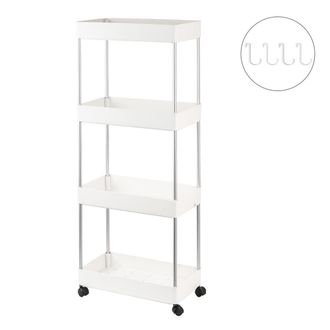 Dioche Badezimmer-Aufbewahrungsregal Mehrschichtiges, Vom Bis Zur Decke Reichendes Badezimmer-Aufbewahrungsregal - 4-stufiger, Robuster Edelstahl- und Kunsts